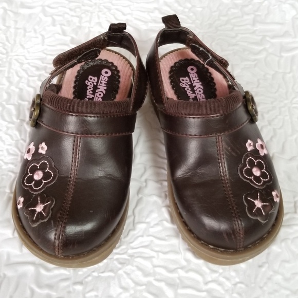 OshKosh B'gosh | Shoes | Oshkosh Christina Brown W Pink Open Back Clogs ...
